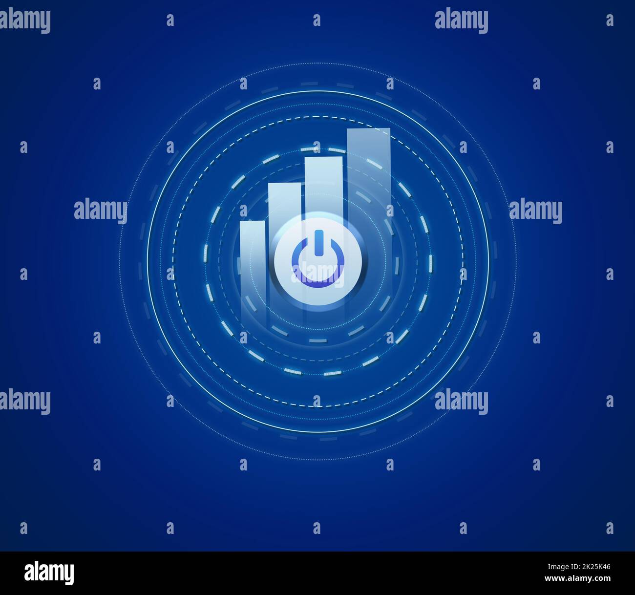 Virtual start and start button. Futuristic diagram with a schedule ...