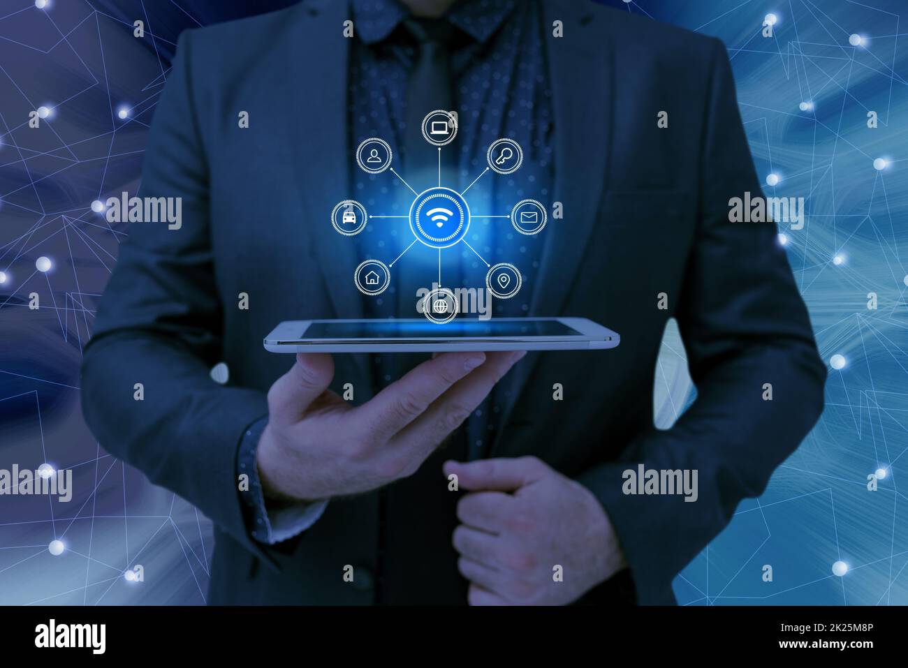 Man holding Screen Of Mobile Phone Showing The Futuristic Technology ...