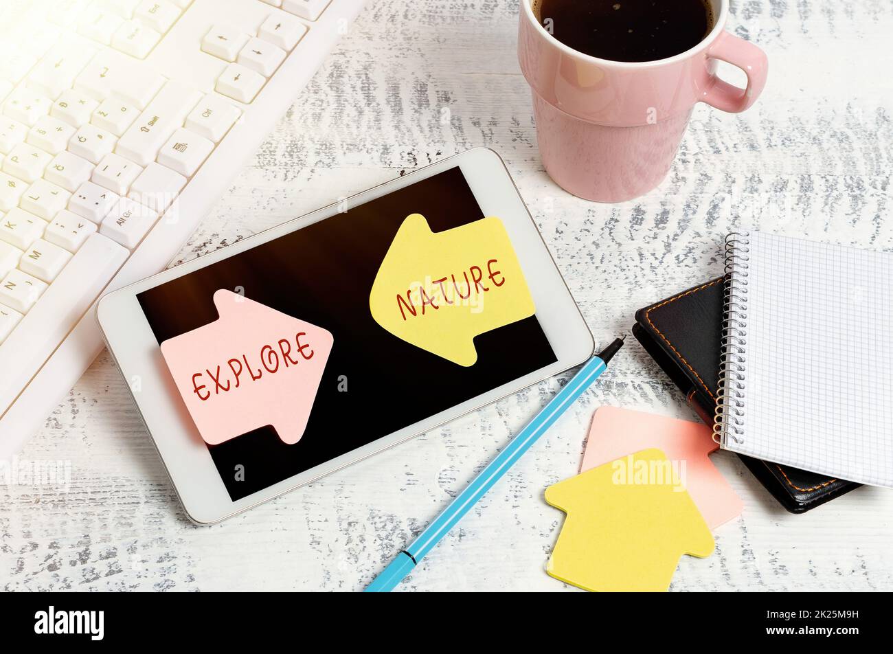 Hand writing sign Explore Nature. Business idea Discovering the ...