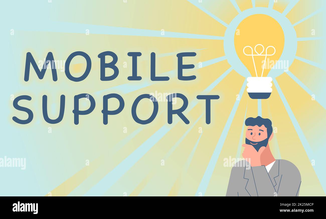 Text sign showing Mobile Support. Internet Concept Provides maintenance ...