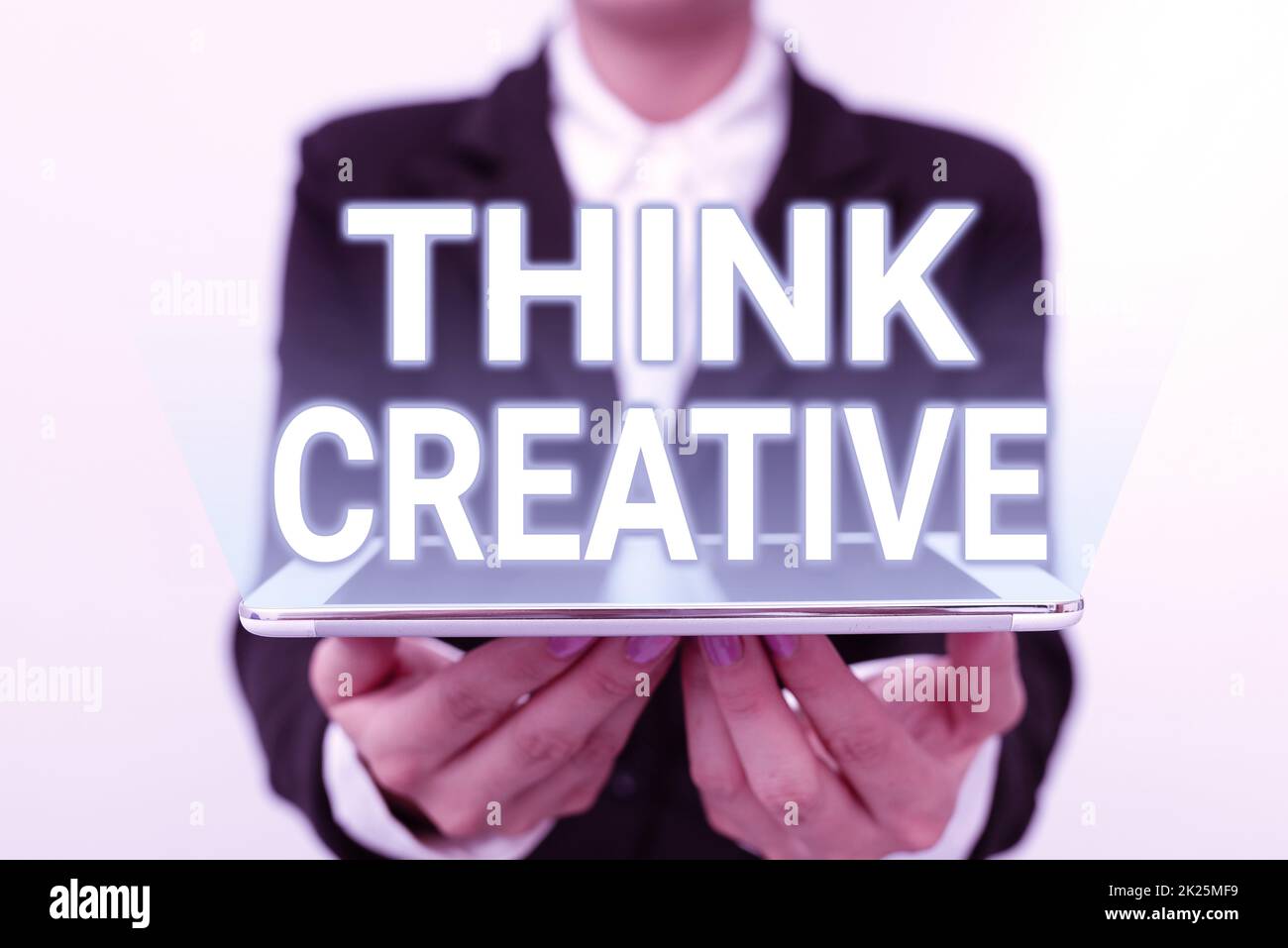 Hand writing sign Think Creative. Concept meaning The ability to ...