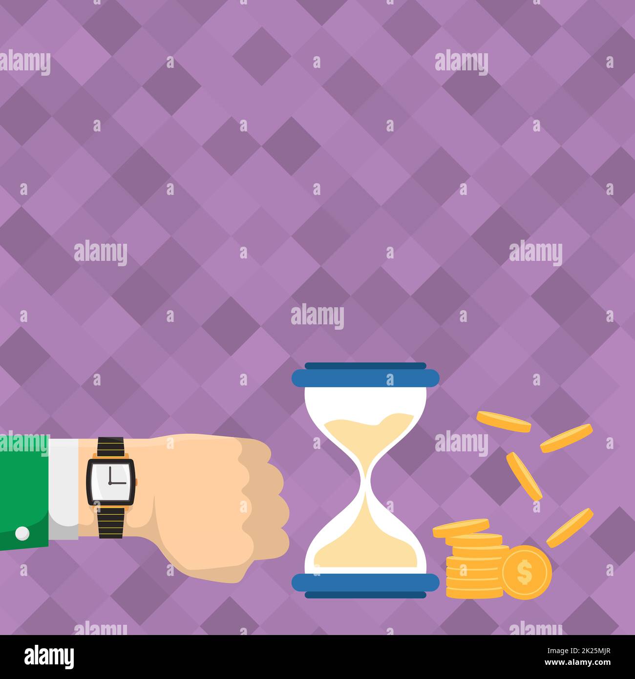 Businessman Using Wristwatch Around Hand Showing Hourglass Indicating ...