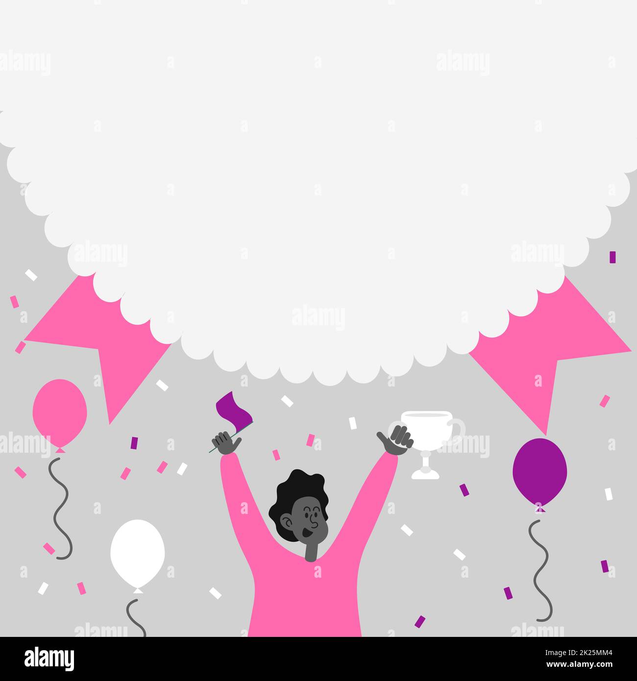 Man Holding Trophy Celebrating Performance Surrounded With Balloons ...