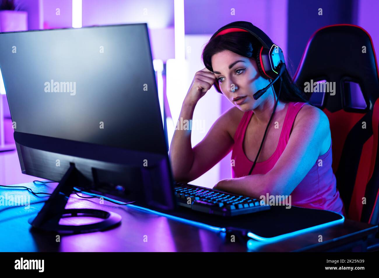 Sad Upset Young Online PC Video Gamer Stock Photo - Alamy