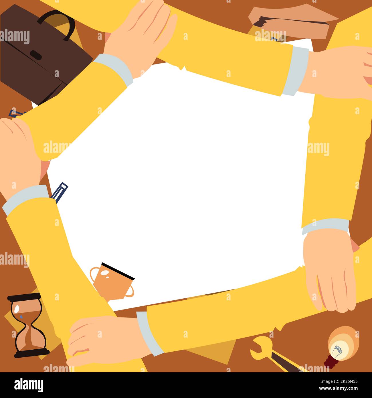 Four Hands Drawing Holding Arm Together Showing Connection Symbol ...