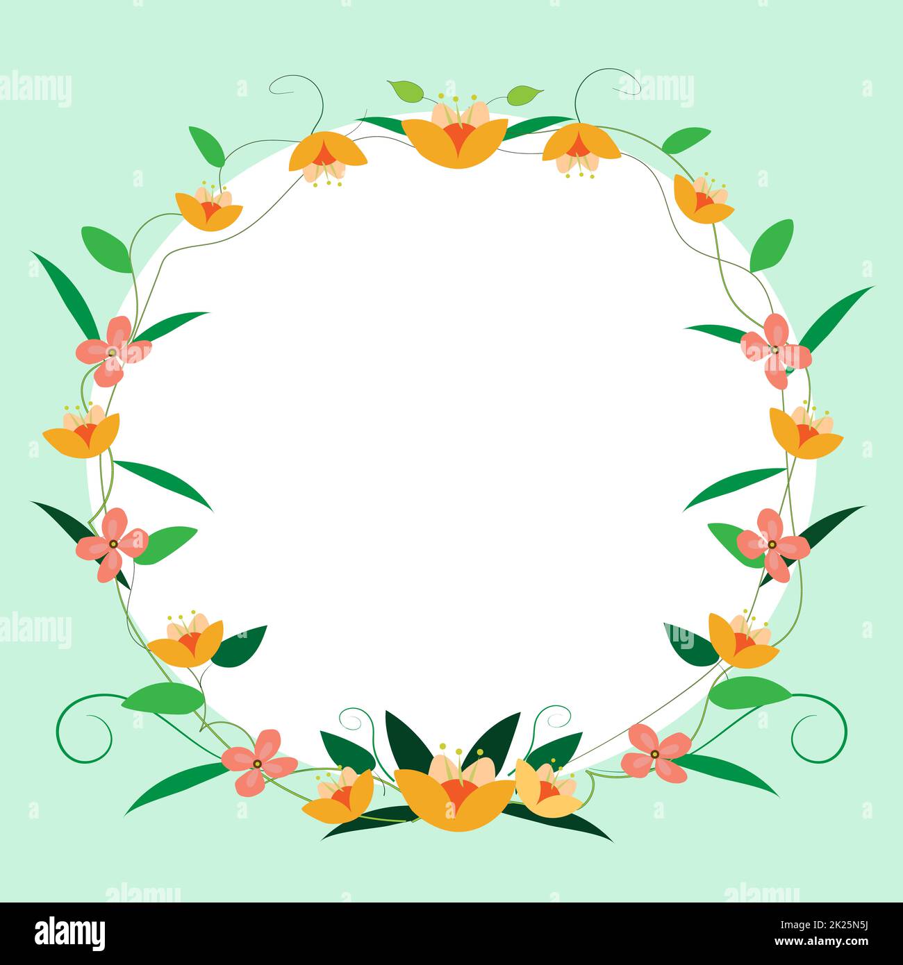 Blank Frame Decorated With Colorful Flowers And Foliage Arranged ...