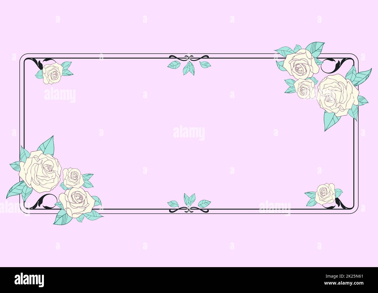 Blank Frame Decorated With Colorful Flowers And Foliage Arranged ...