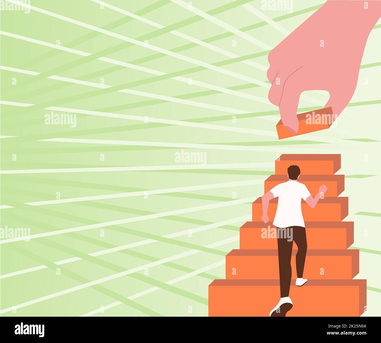 Gentleman Climbing Up Stair Case Trying To Reach Goals Hand Helping ...