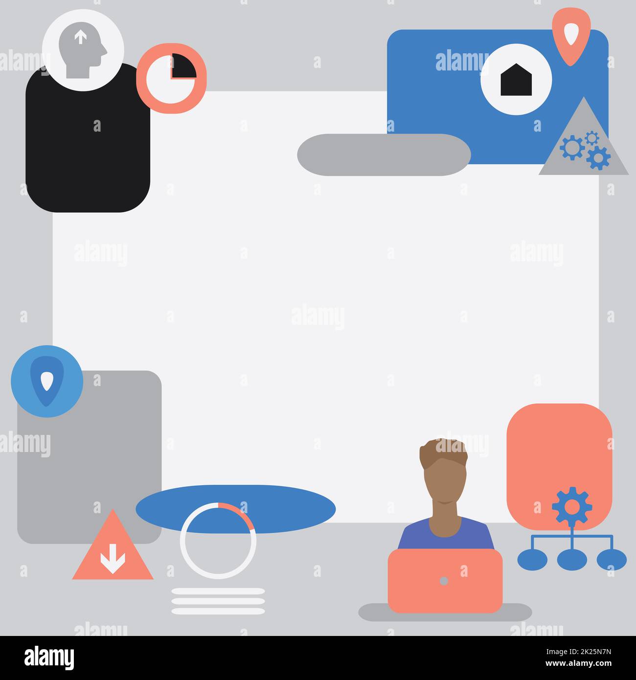 Man Sitting On Desk Working And Presenting New Technologies. Professor ...