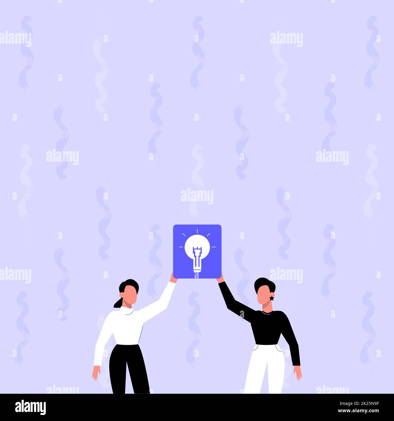 Two Colleagues Holding Lamp Presenting New Achievement Reached ...