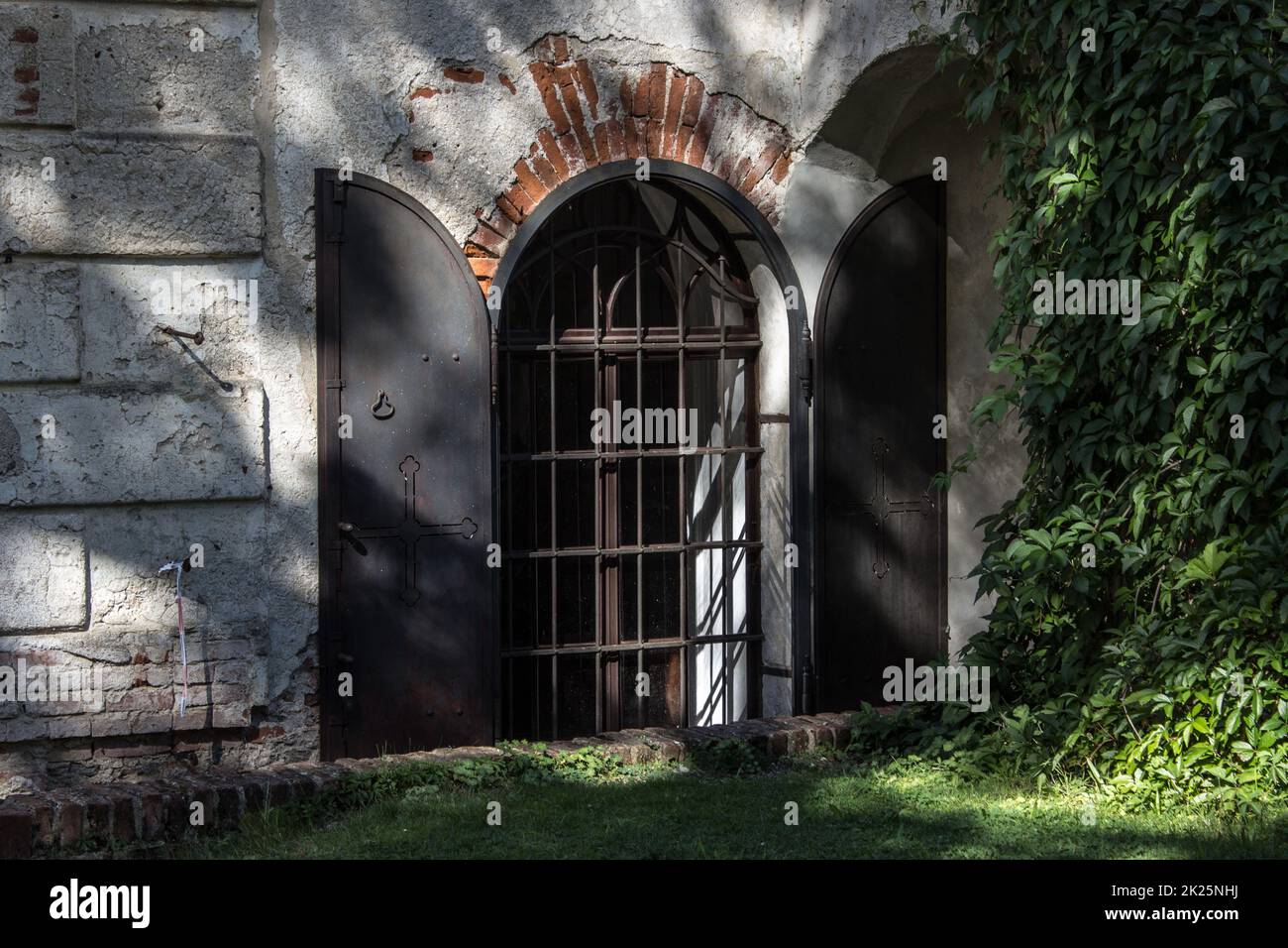 Old barred window on the castle Stock Photo - Alamy