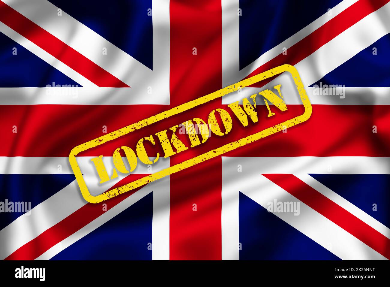 UK flag illustration with lockdown text Stock Photo - Alamy