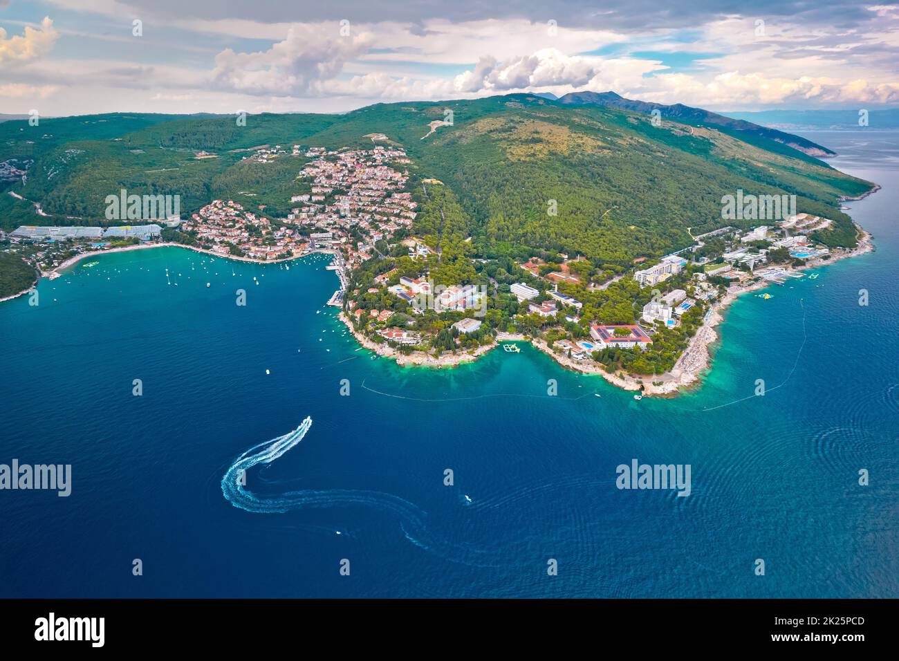 Rabac. Tourist town of Rabac watefront aerial view Stock Photo - Alamy