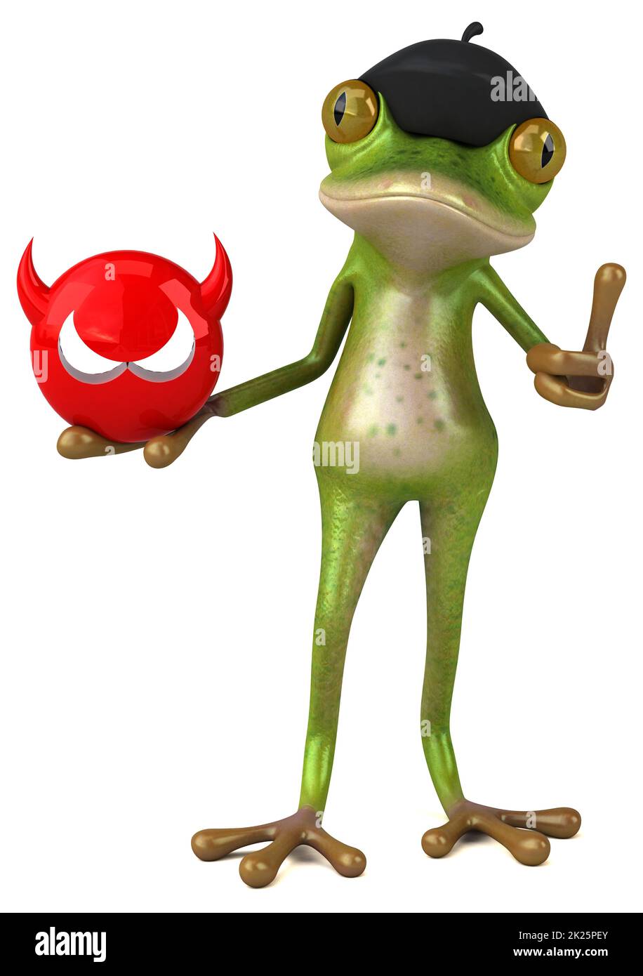 Fun french frog - 3D Illustration Stock Photo - Alamy