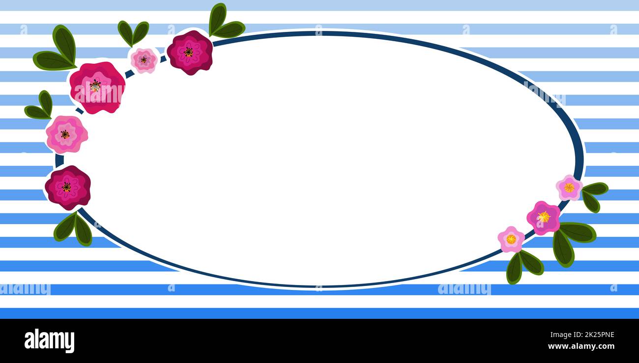 Blank Frame Decorated With Colorful Flowers And Foliage Arranged ...