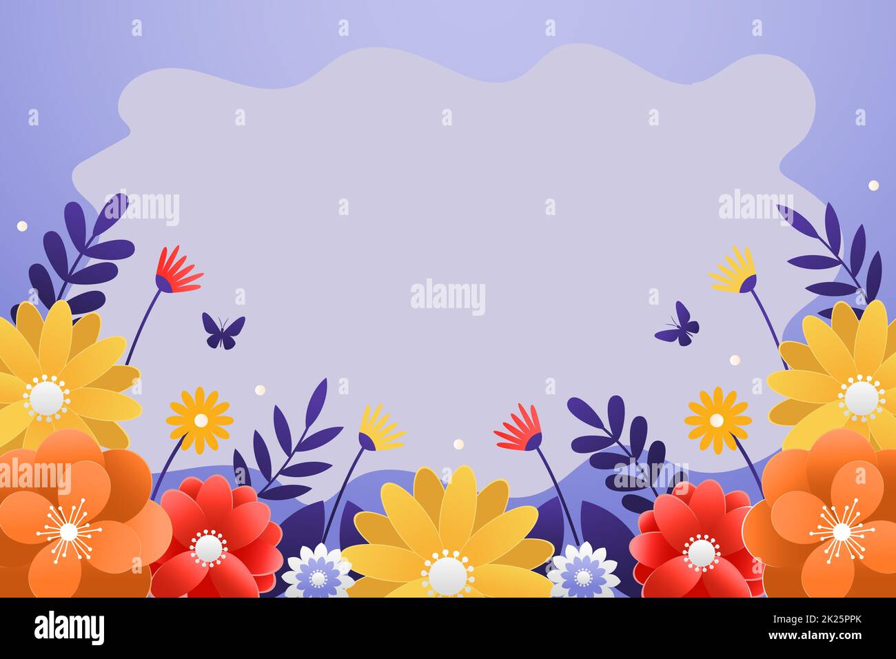 Blank Frame Decorated With Colorful Flowers And Foliage Arranged ...