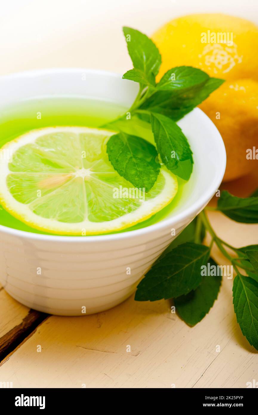 mint infusion tea tisane with lemon Stock Photo - Alamy