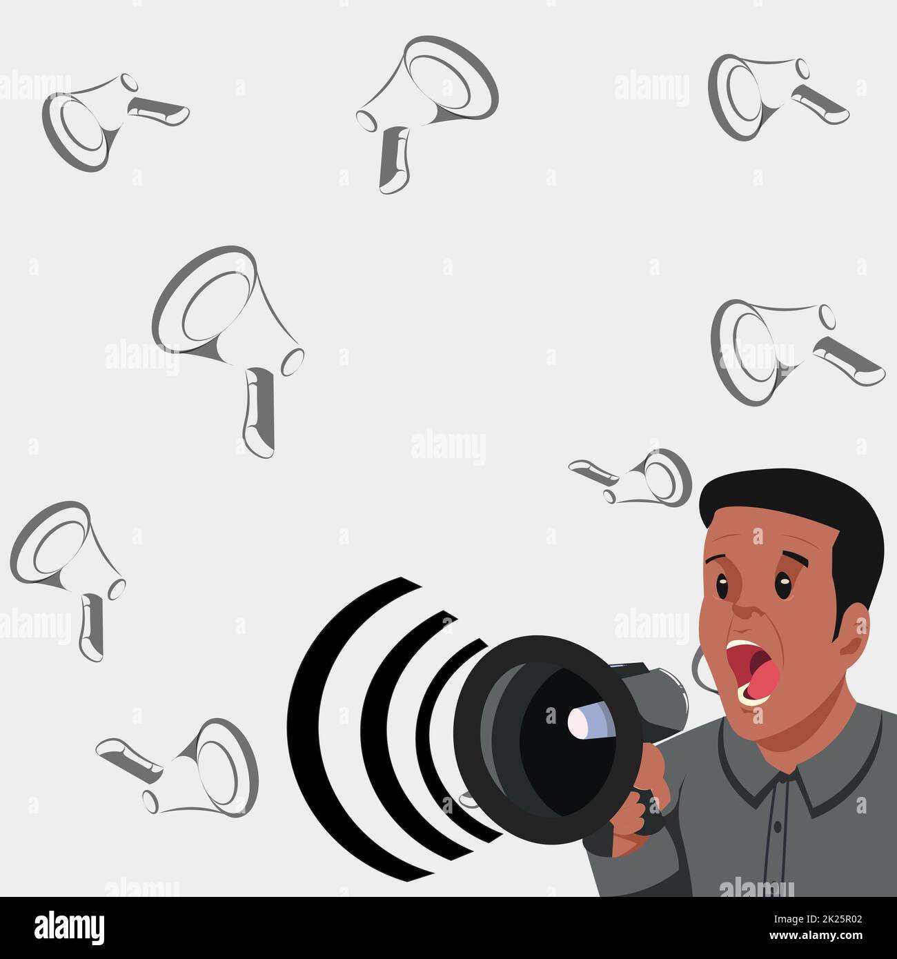 Smiling man talking megaphone hi-res stock photography and images - Alamy