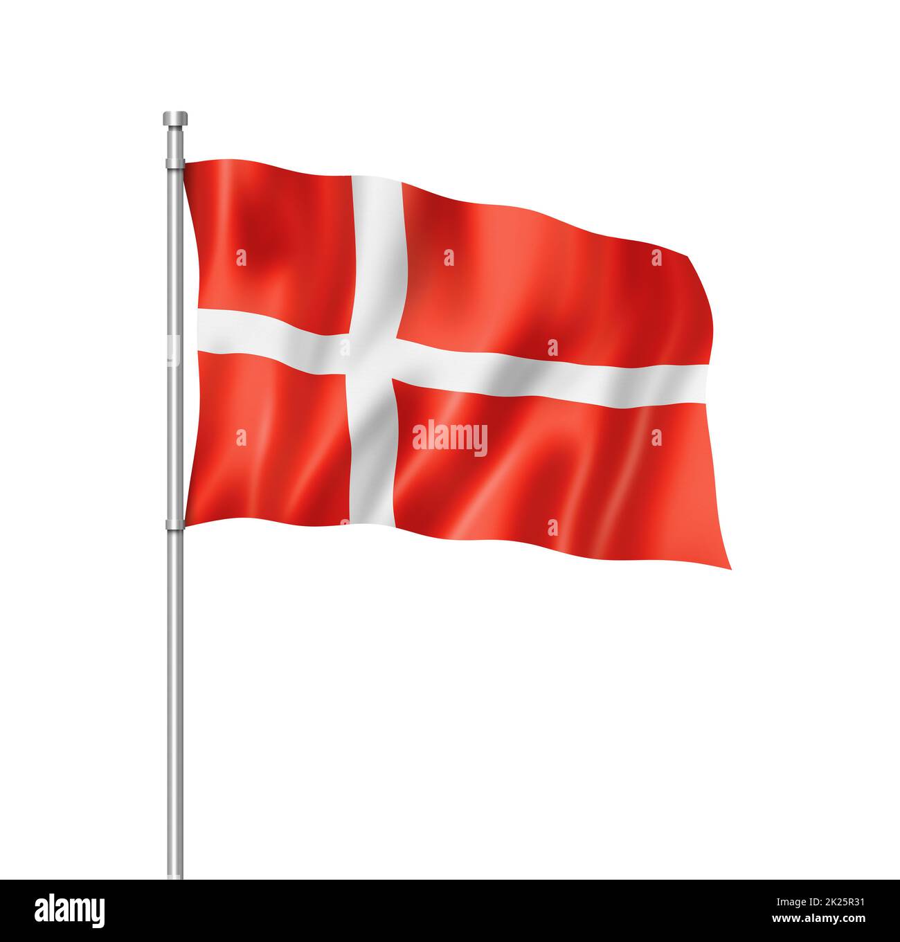 Danish flag isolated on white Stock Photo - Alamy