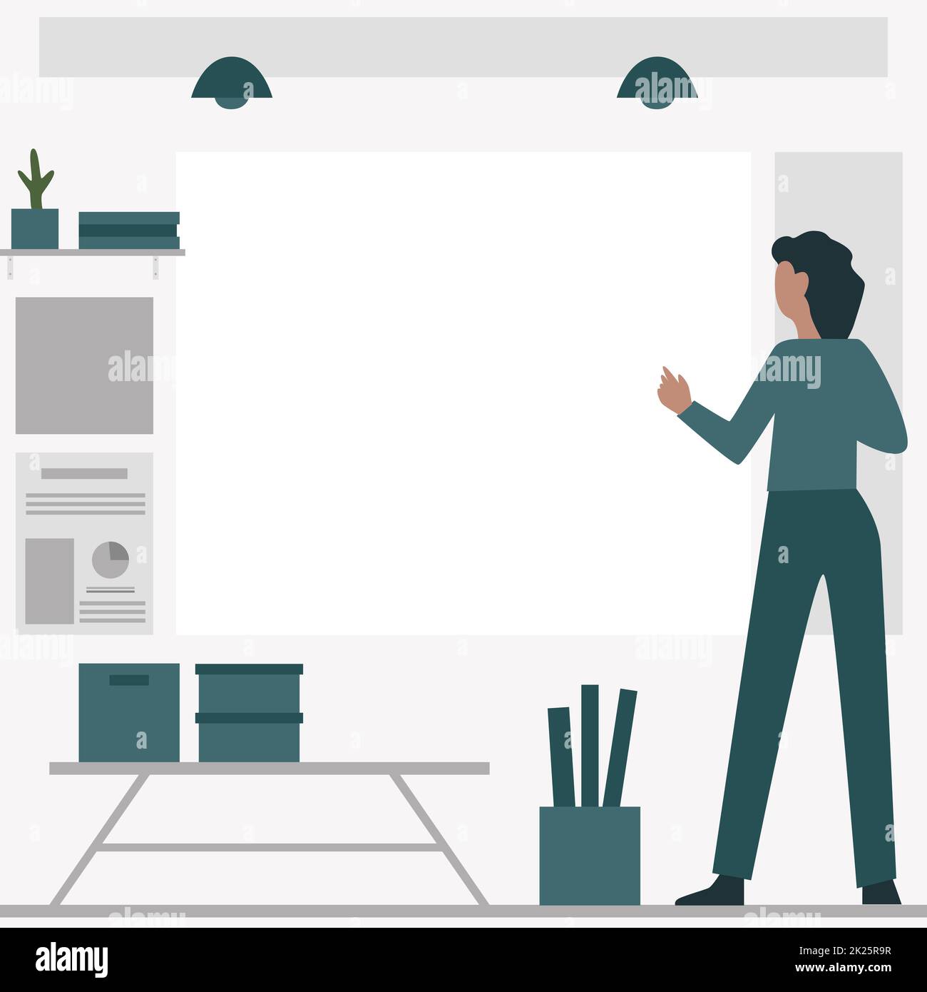 Businesswoman Wearing Casual Standing Firmly Alone Presenting Charts ...