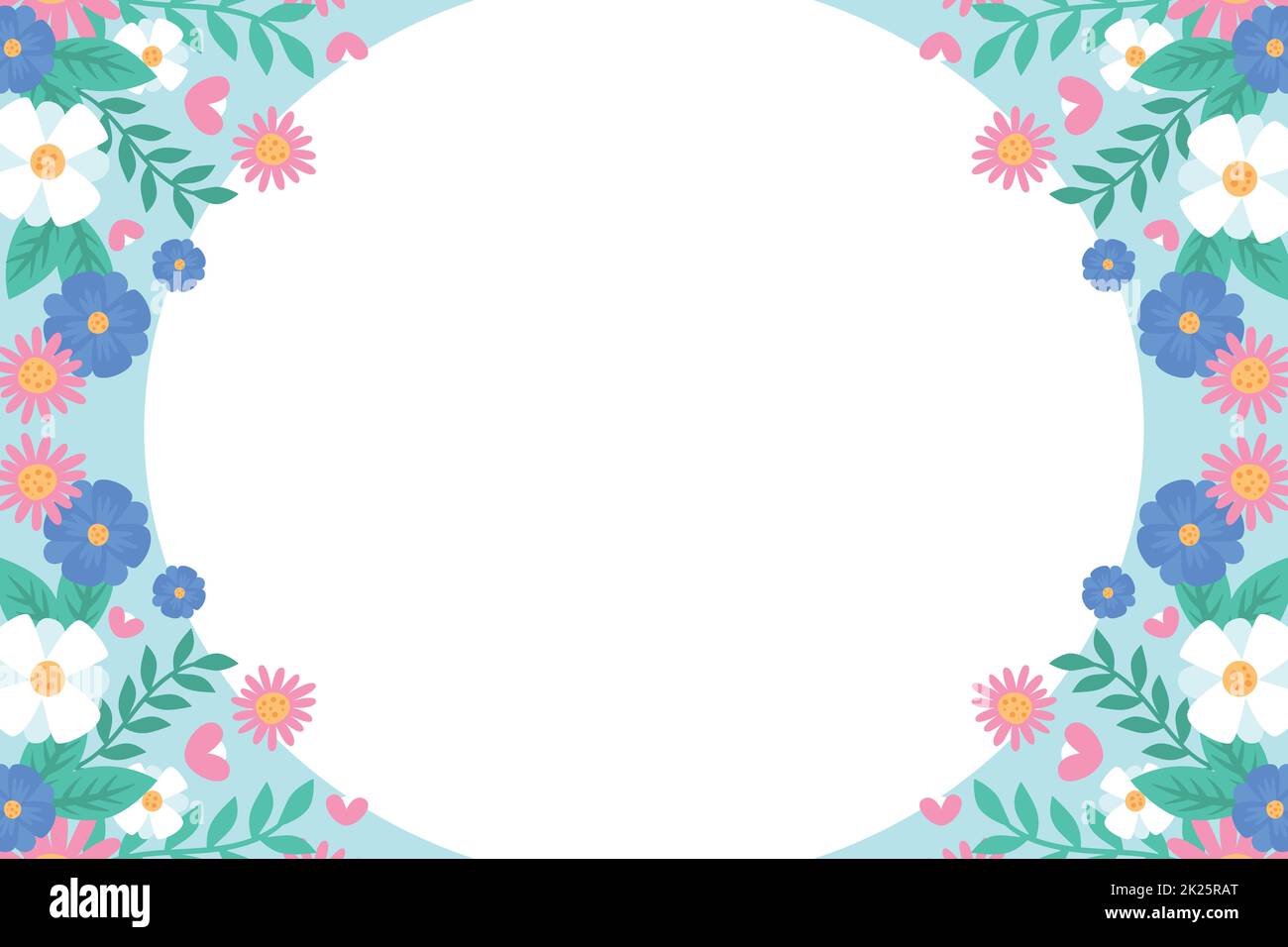 Blank Frame Decorated With Colorful Flowers And Foliage Arranged ...