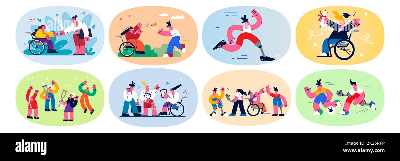 Set of diverse people with physical disabilities Stock Photo - Alamy