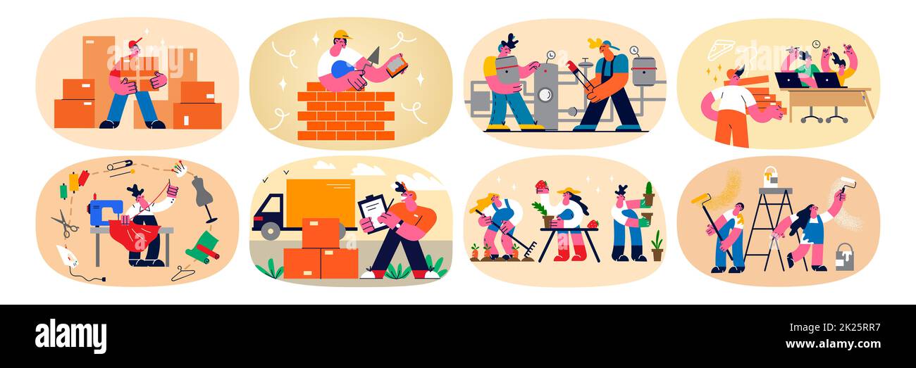 Set of diverse workers with various occupations Stock Photo - Alamy