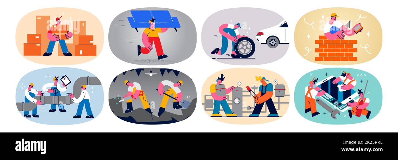 Set of diverse people service occupations Stock Photo - Alamy