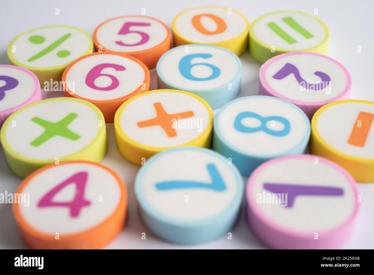 Math number colorful on white background, education study mathematics ...