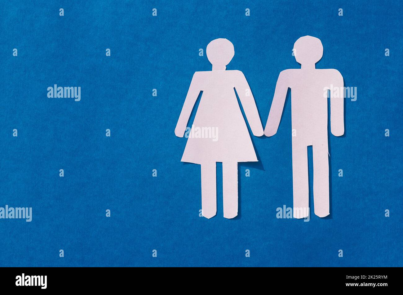 Happy Human Couple Paper Craft Mockup on Blue background. Origami ...