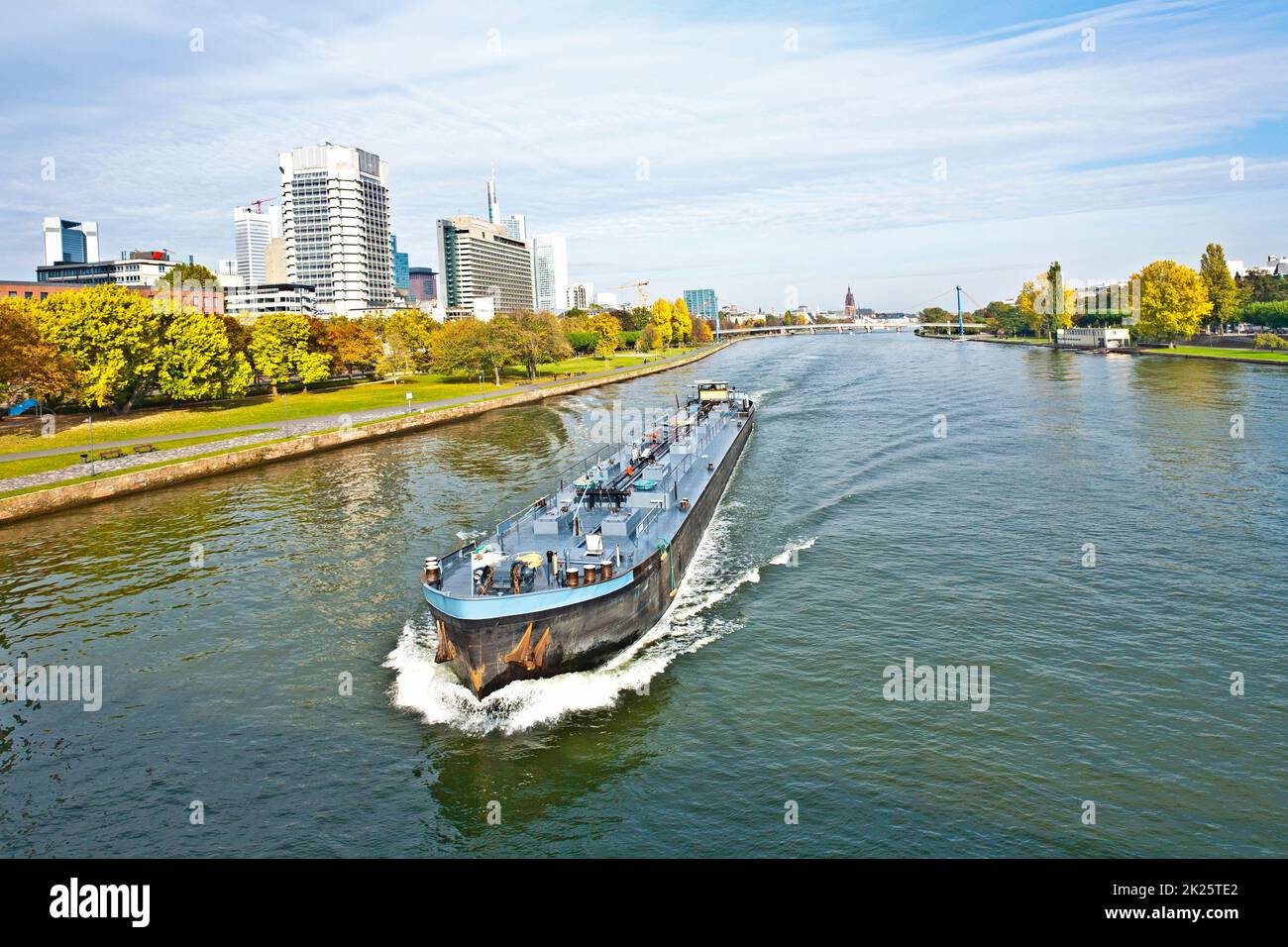 freight ship on river Main in Frankfurt Stock Photo - Alamy