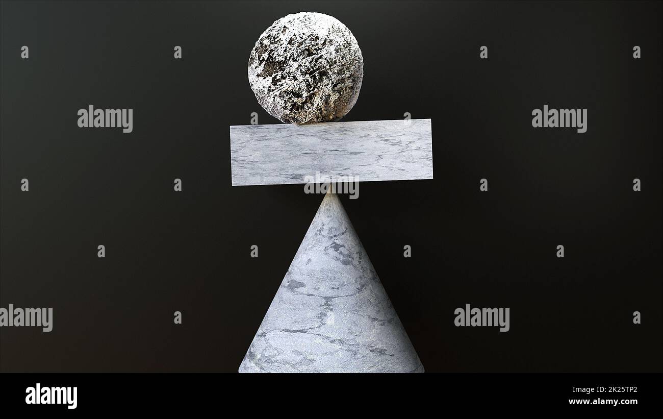 Balance of marble geometric stones Stock Photo - Alamy