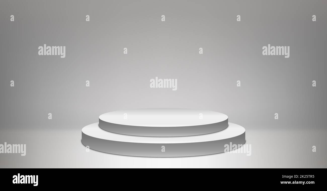 Panoramic light gray background with a round podium - Vector Stock ...