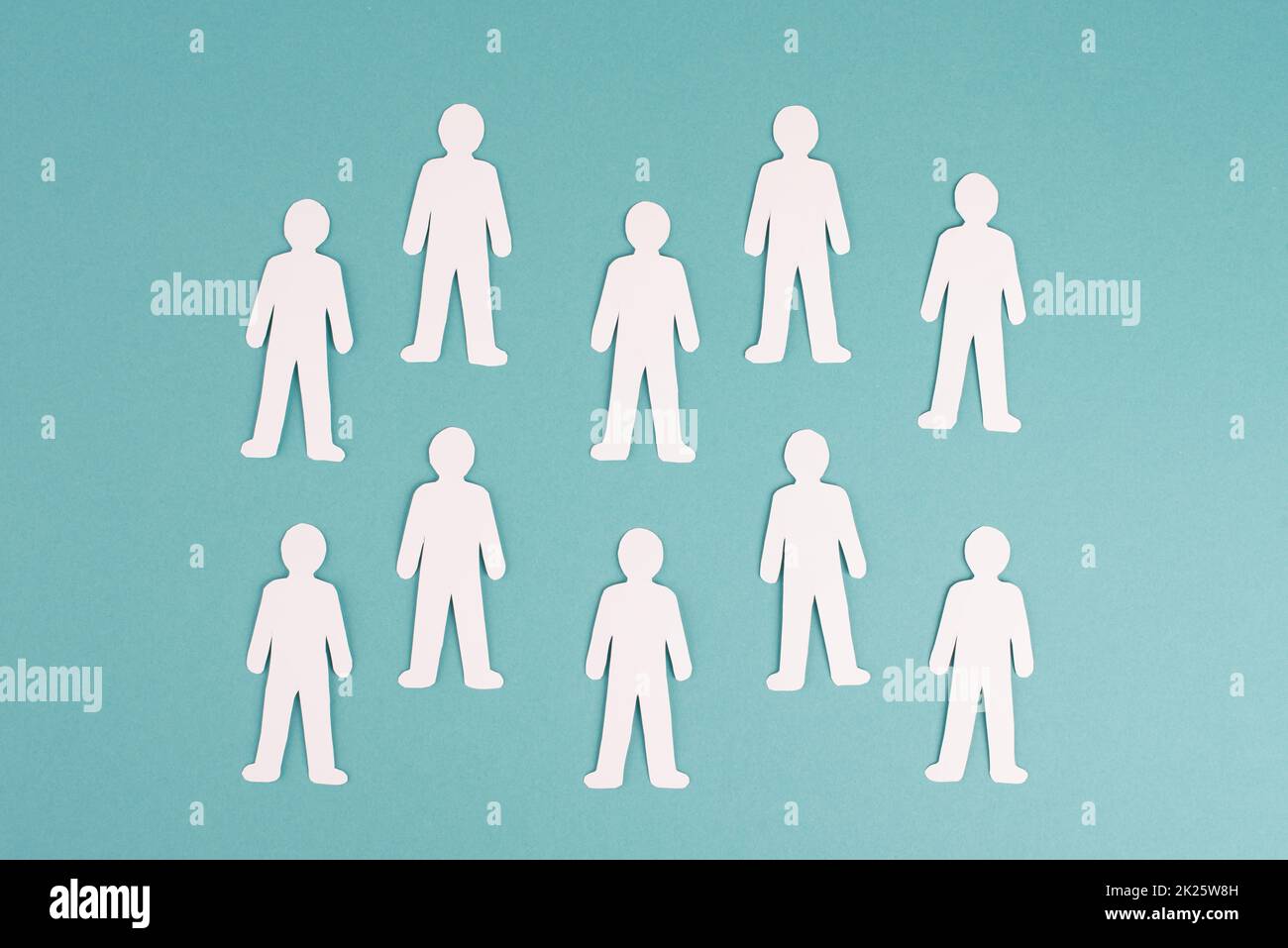 Group of people, equal men, social distancing, community of humans ...