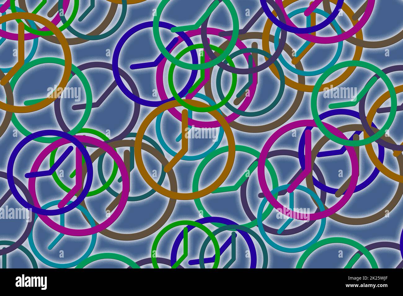 abstract Illustration with clocks - time goes by Stock Photo - Alamy