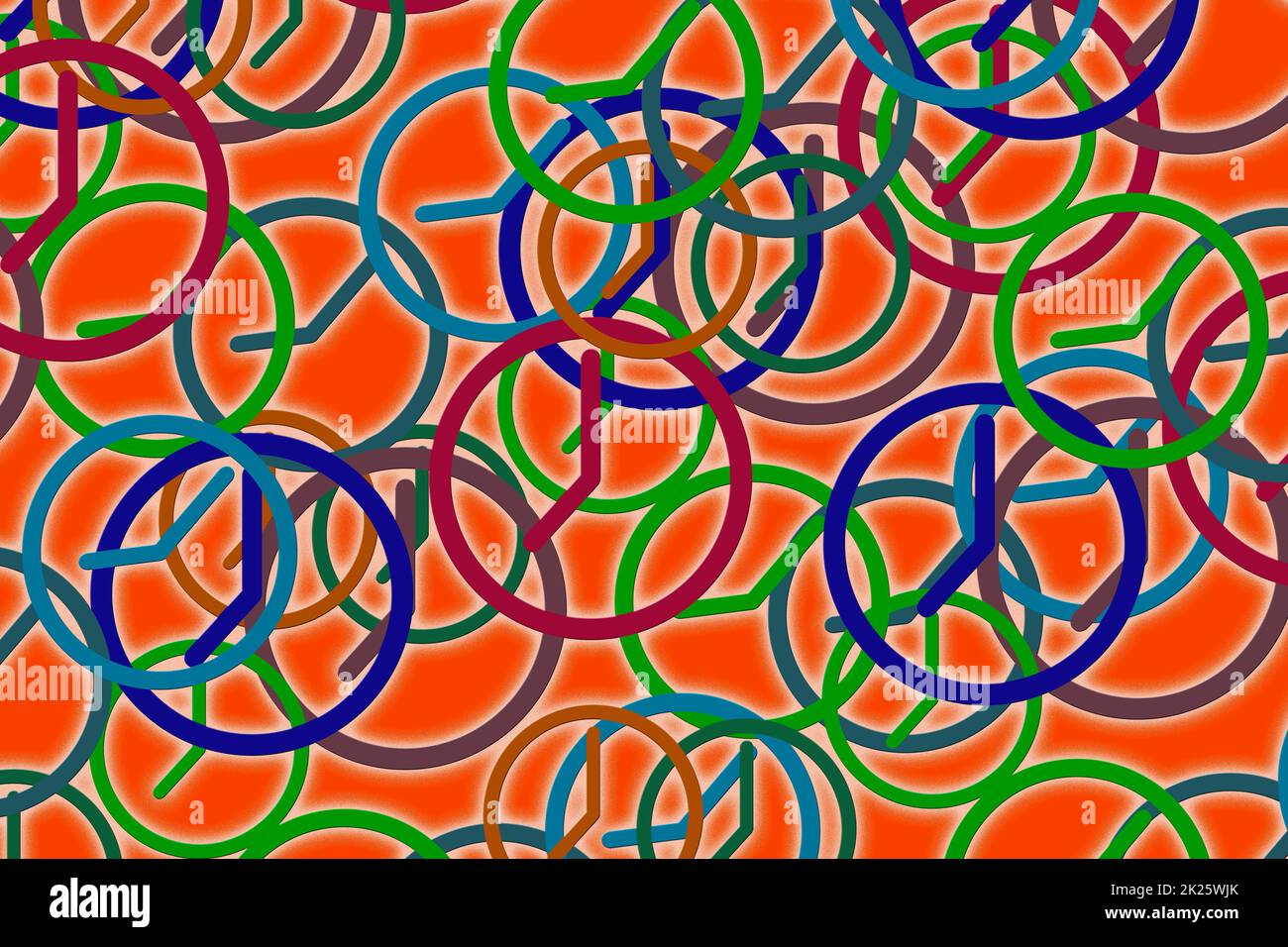 abstract Illustration with clocks - time goes by Stock Photo - Alamy