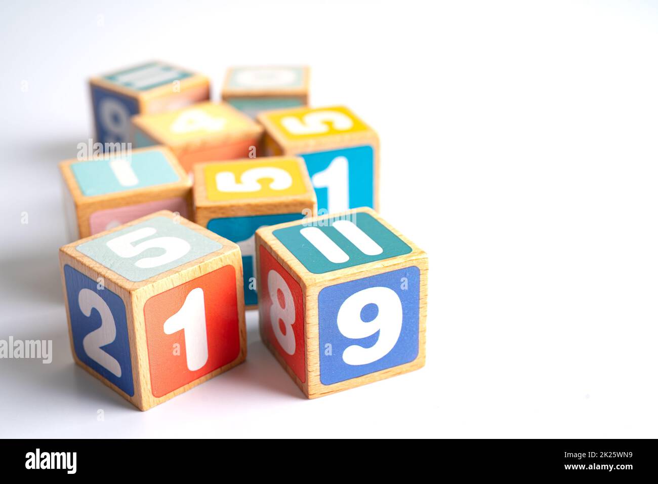 Math number colorful on white background with copy space, education ...