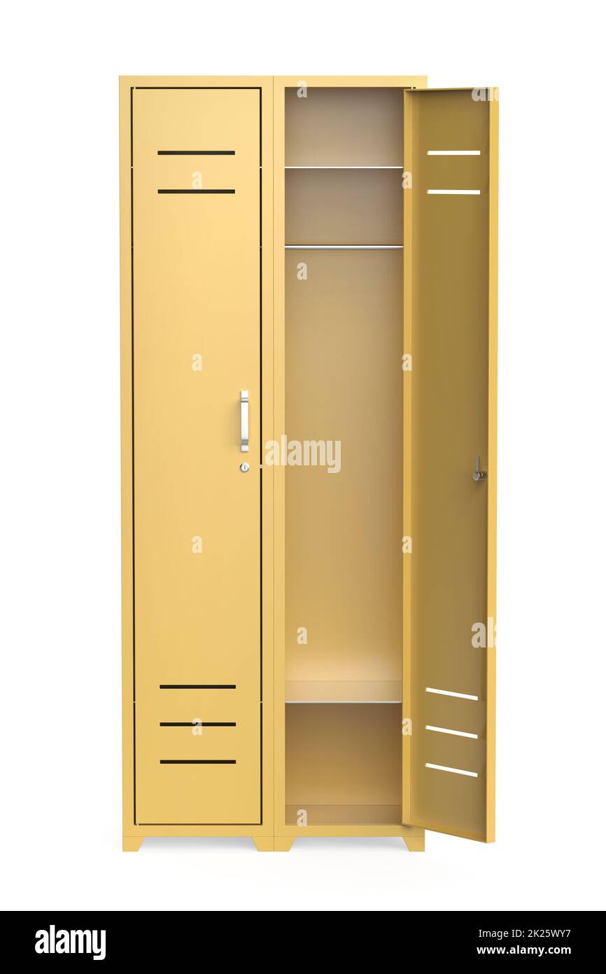 Yellow metal lockers Stock Photo - Alamy