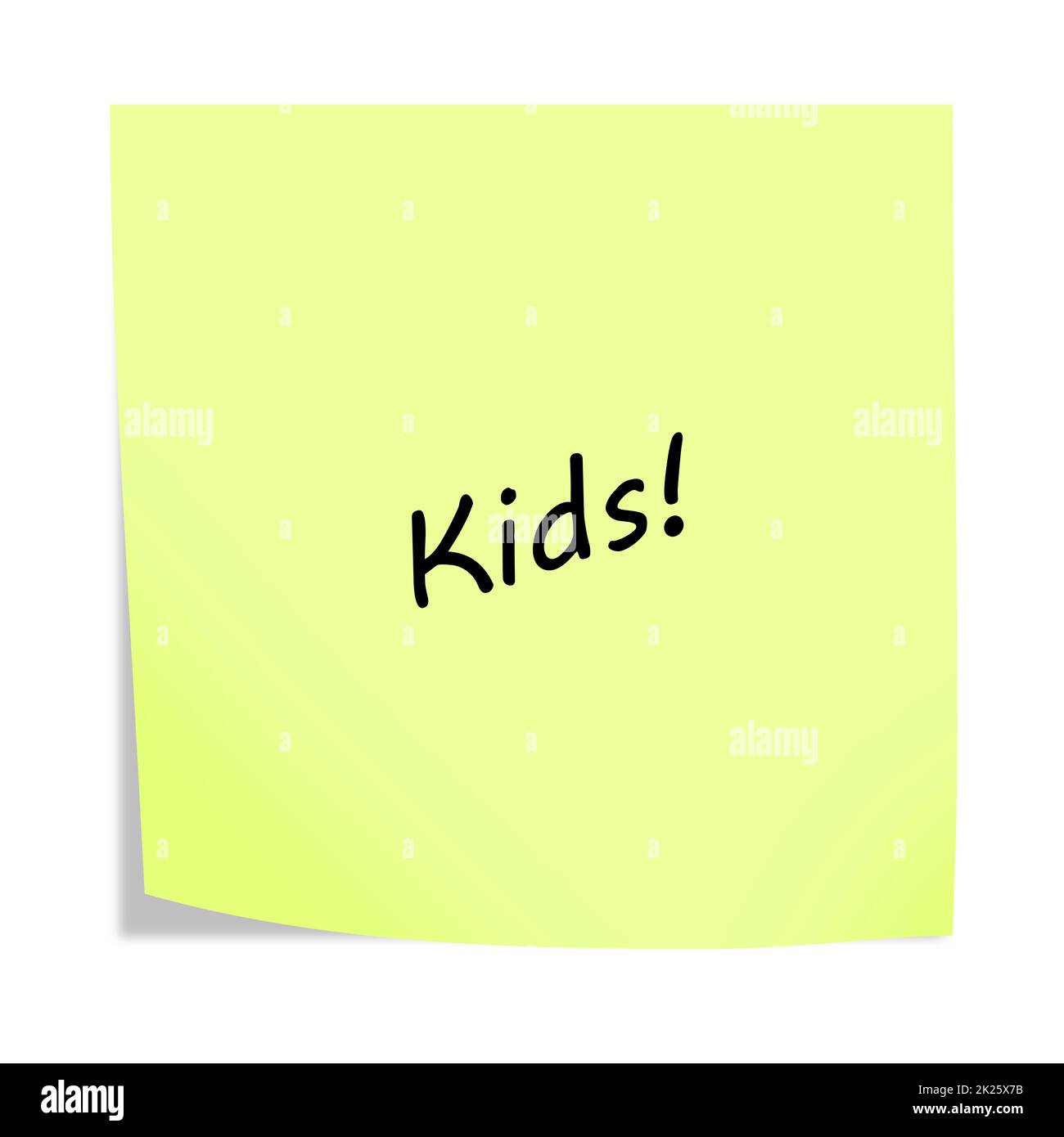 Kids 3d illustration post note reminder on white with clipping path ...