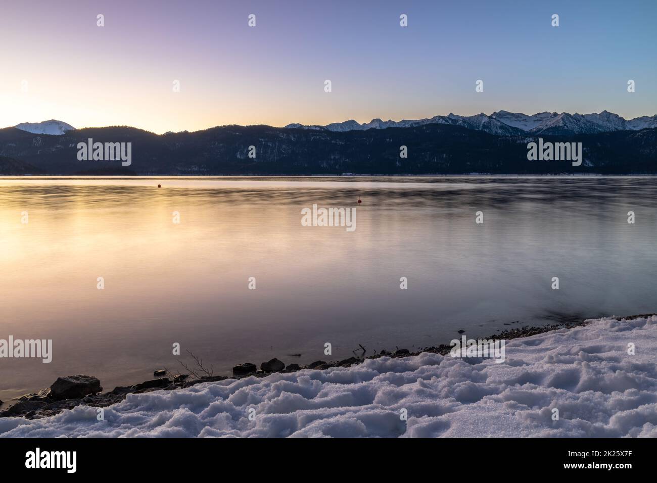 Dawn at Lake Walchensee, Bavaria, Germany, in winter Stock Photo - Alamy
