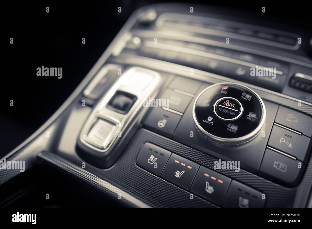 Modern car drive mode selector button Stock Photo - Alamy