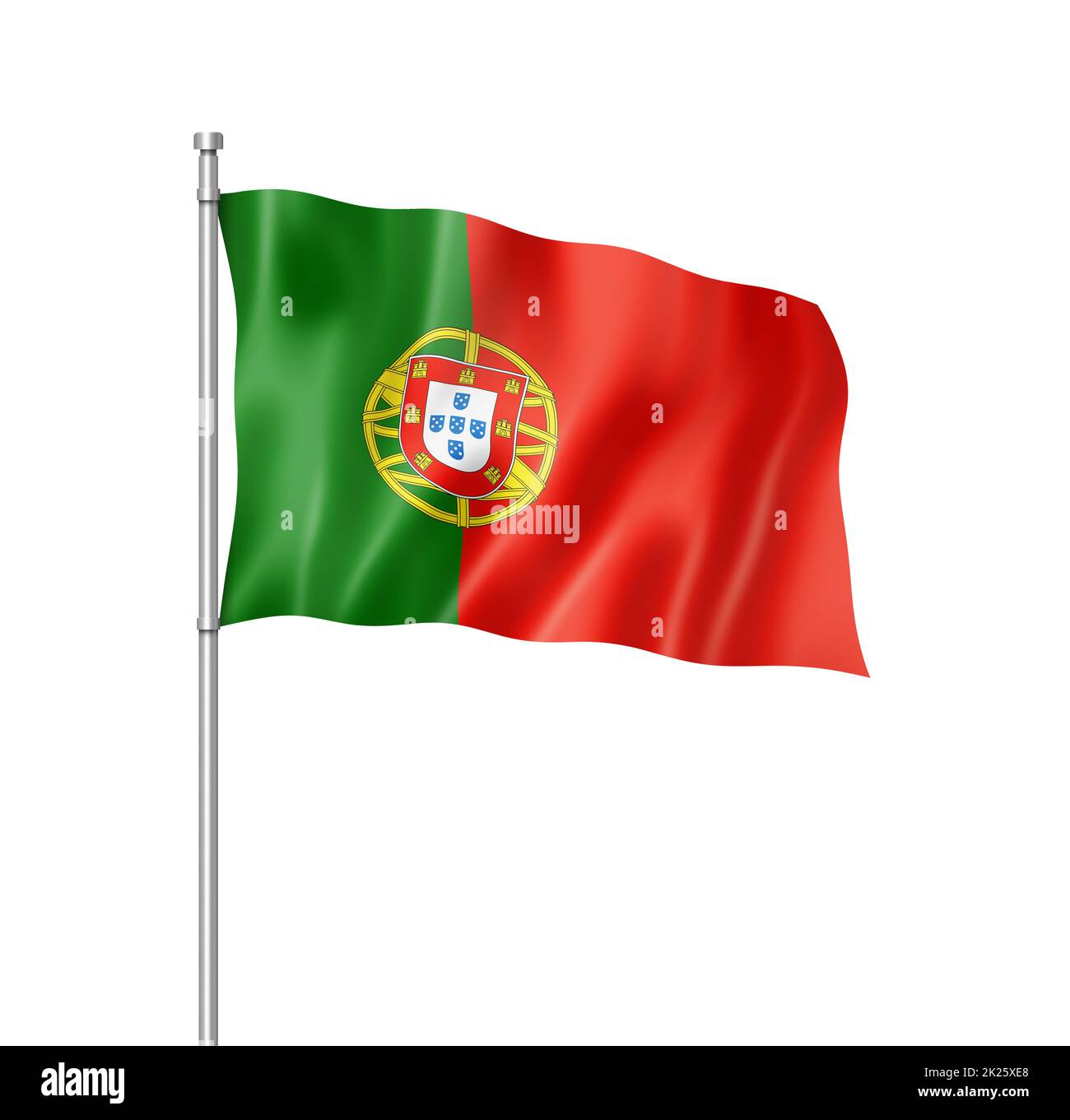 Portuguese flag isolated on white Stock Photo - Alamy