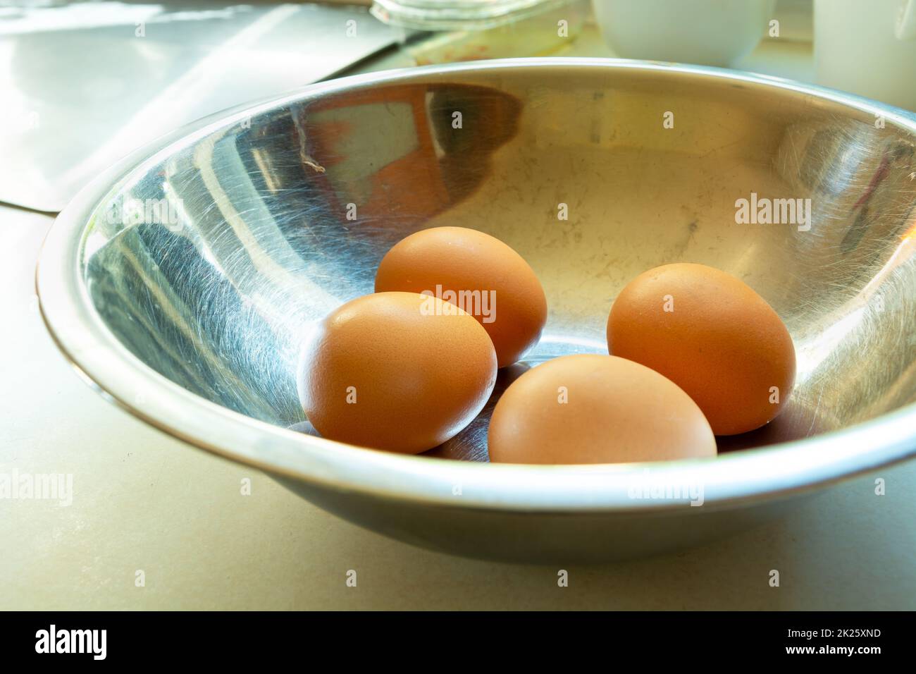 Four white organic eggs hi-res stock photography and images - Alamy