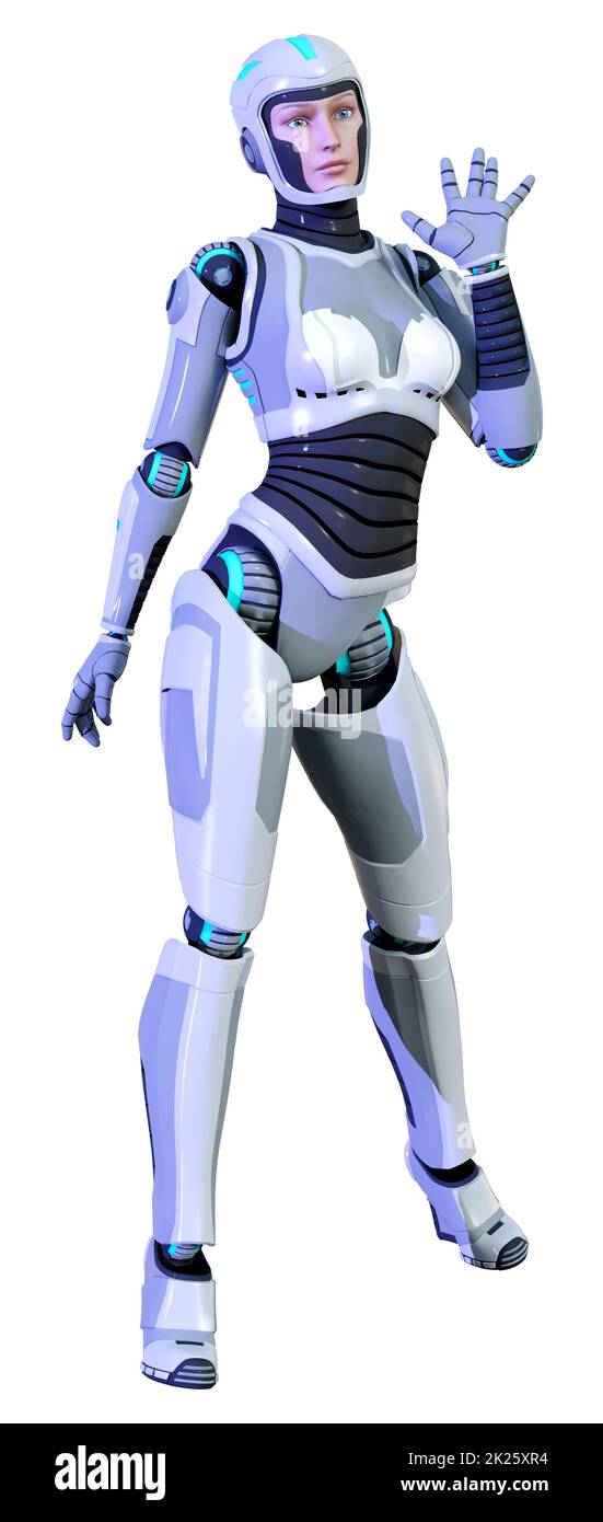 3D Rendering Female Robot on White Stock Photo - Alamy