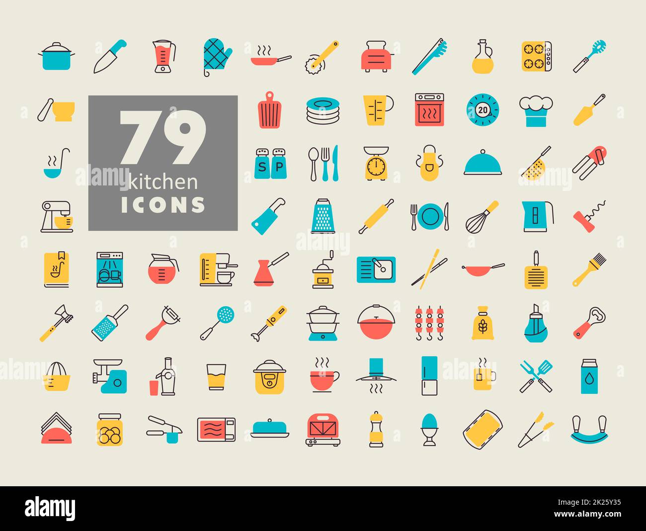 Kitchen vector set hi-res stock photography and images - Alamy