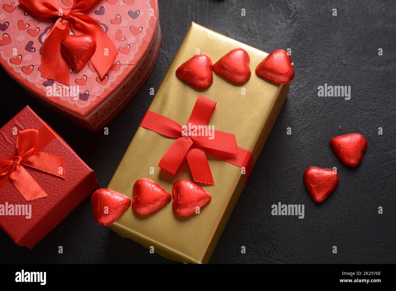 Love concept for Valentines day with sweet and romantic moment. The red ...