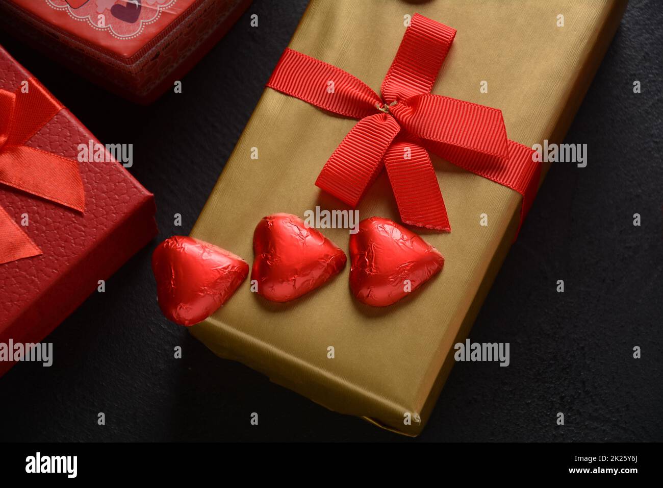 Love concept for Valentines day with sweet and romantic moment. The red ...