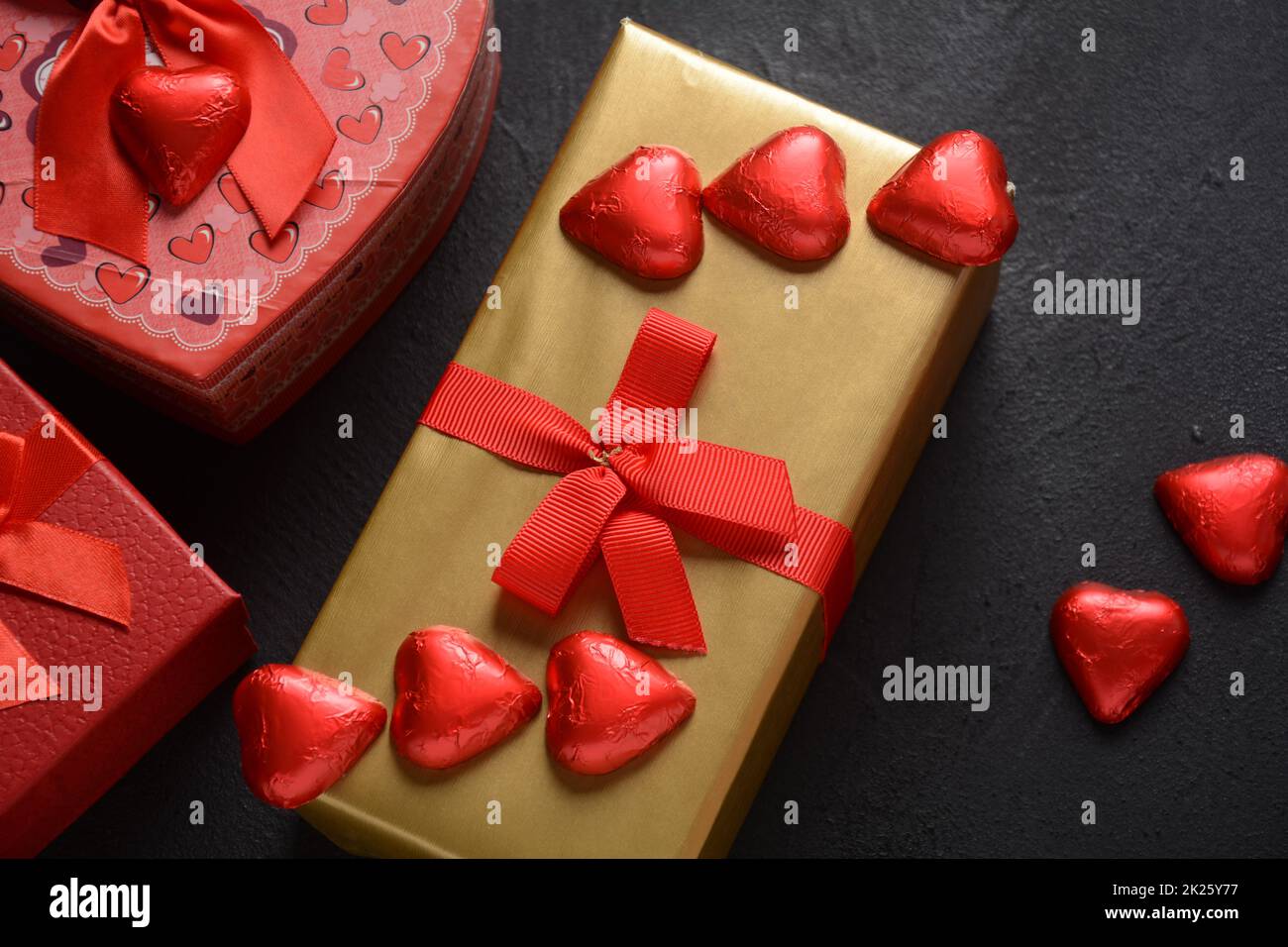 Love concept for Valentines day with sweet and romantic moment. The red ...