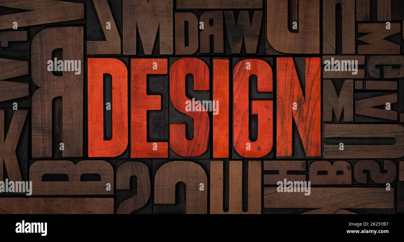 Retro letterpress wood type printing blocks - Design Stock Photo - Alamy