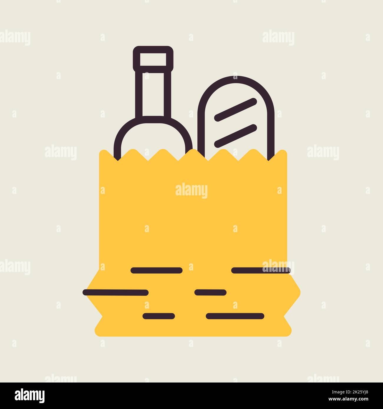 Paper bag with food vector icon Stock Photo - Alamy